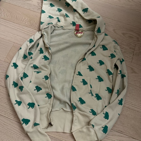 Primp | Tops | Rare Primp Zip Up Hoodie With Frogs | Poshmark